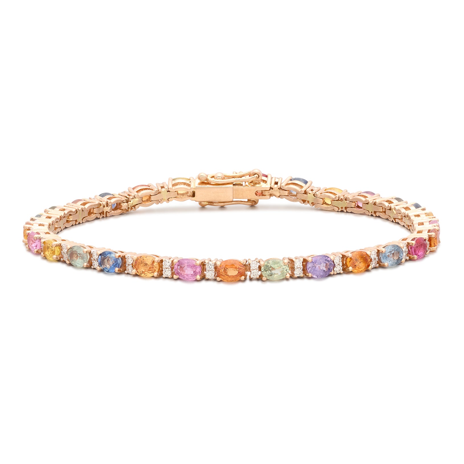 18kt Gold Multi-Colored Sapphire & Diamond Bracelet - 66mint Fine ...