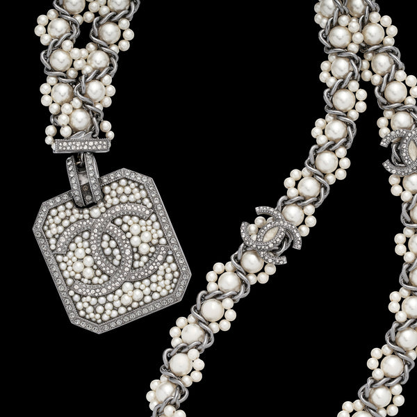 Chanel Faux Pearl & Strass CC Lanyard Pendant Necklace - 66mint Fine ...