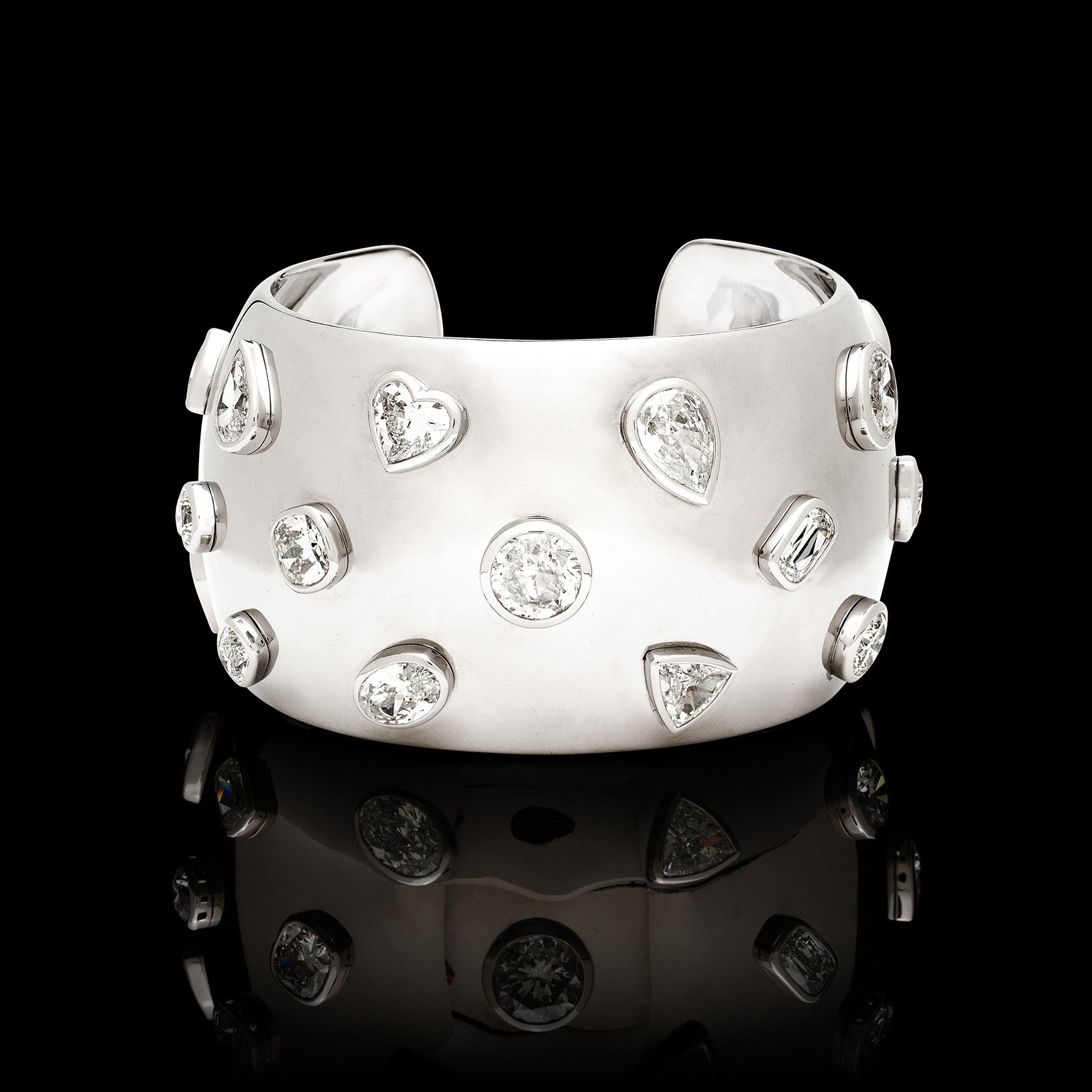 Fancy-Cut Diamond Palladium Cuff Bangle Bracelet Diamond Bangle ...